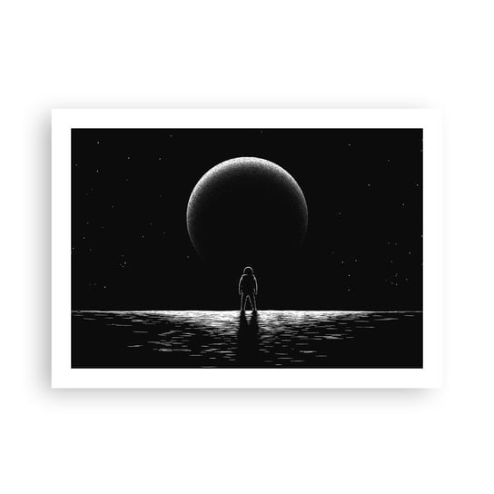 Obraz - Plakat - Twarzą w twarz - 70x50cm - Kosmos Astronauta Planeta - Nowoczesny modny obraz ...