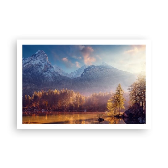 Obraz - Plakat - W górach i dolinach - 91x61cm - Krajobraz Górski Natura Zachód Słońca - Foto ...