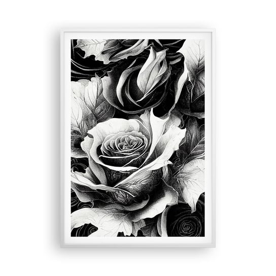 Obraz - Plakat - Zawsze królowa - 70x100cm - Kwiaty Róże Czarno-Biały ...