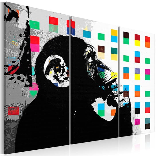 Obraz - The Thinker Monkey by Banksy 120x80 Premium Print Płótno ...