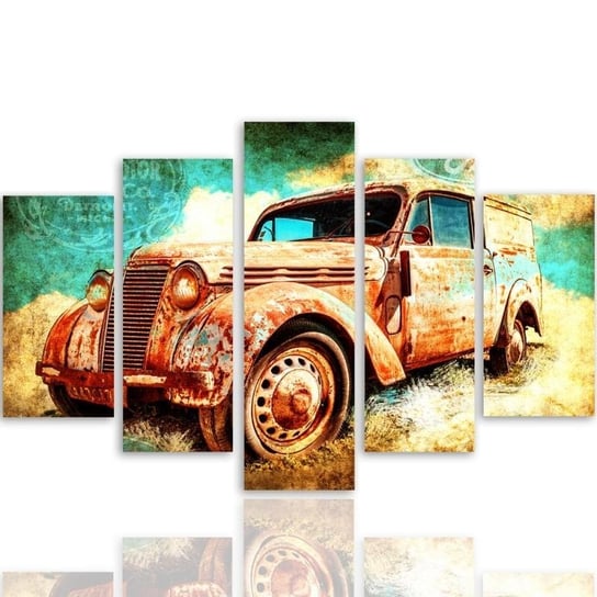 Obraz tryptyk pięcioczęściowy FEEBY, Auto Samochód Retro Vintage ...