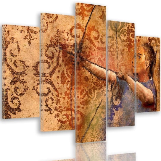 Obraz tryptyk pięcioczęściowy FEEBY, Kobieta Łucznik RETRO VINTAGE 300x140 - Feeby | Sklep EMPIK.COM