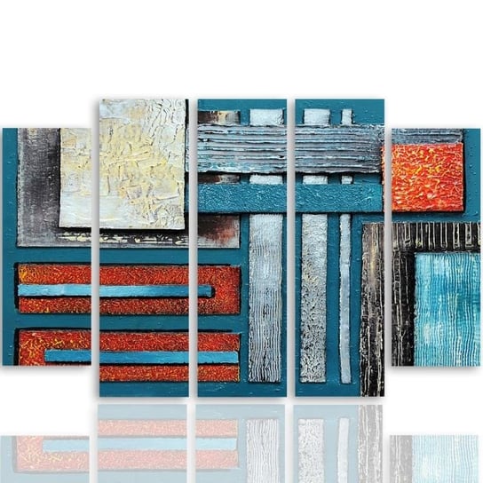 Obraz tryptyk pięcioczęściowy FEEBY, Kolorowa Abstrakcja Brąz 100x70 - Feeby | Sklep EMPIK.COM