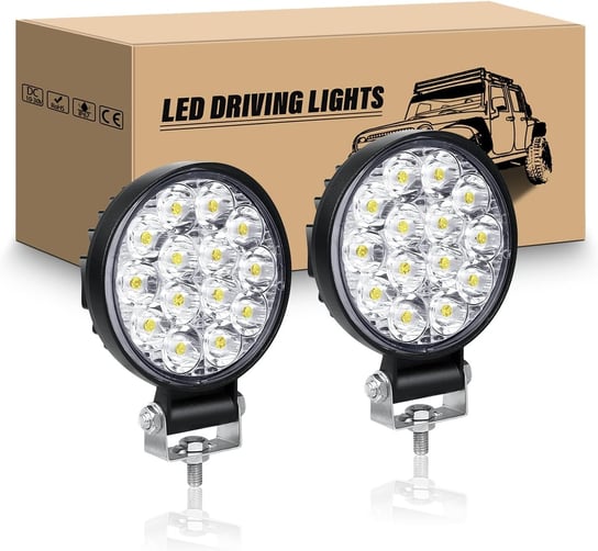 okrągłe lampy robocze LED, 3,2 cala, 42 W, miniaturowe reflektory, 12 V ...