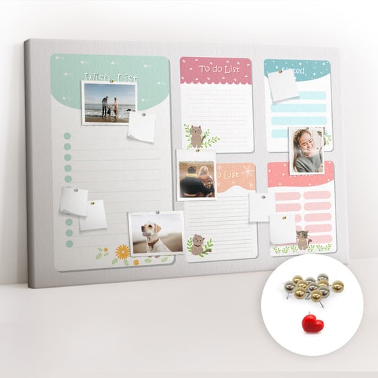 Organizer na ścianę XXL, Tablica Korkowa 120x80 cm - Lista życzeń ...