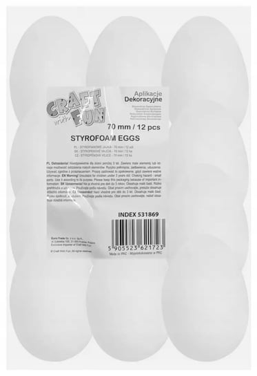Ozdoba Dekoracyjna Styrop Jajka 70Mm 12Szt Fol 12/64 - inna (Inny ...