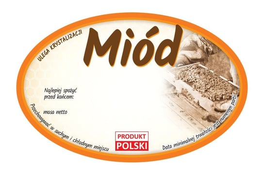 Paczka etykiet owalnych na miód uniwersalna (100szt) - wzór E371 - BEE&HONEY | Sklep EMPIK.COM