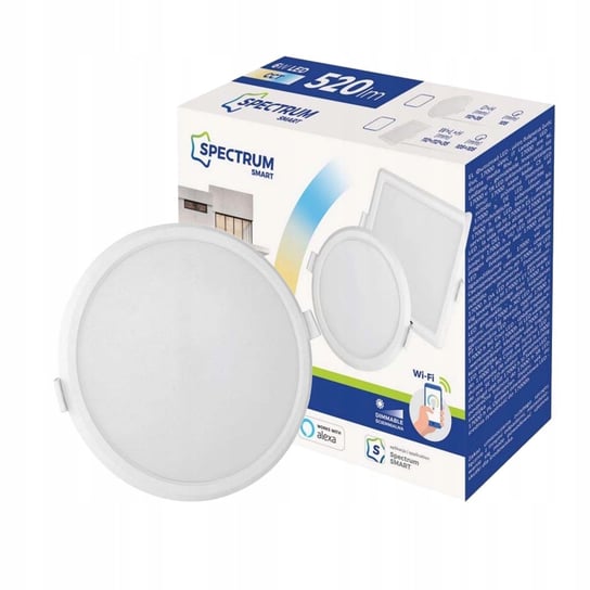 Panel LED Okrągły Podtynkowy wpuszczany 6W CCT ALGINE SPECTRUM Smart TUYA WiFi Ściemnialny ...