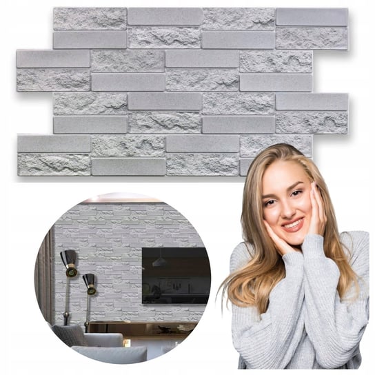 PANEL ŚCIENNY CEGŁA 3D PVC SAMOPRZYLEPNY DEKORACJA OKŁADZINA 10 SZTUK ...