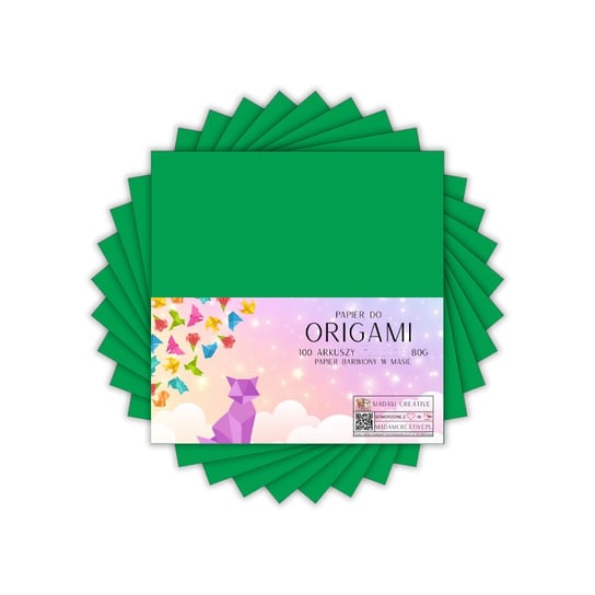 Papier do origami kwadraty 20x20 cm Zieleń klasyczna 100 arkuszy, MaDam ...