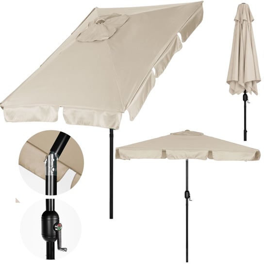 Parasol Ogrodowy 200X130 Cm Łamany Składany Beżowy Prostokątny Taras ...