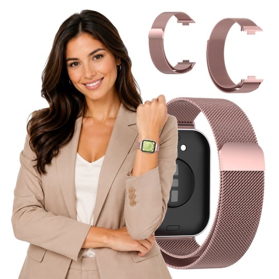 Pasek metalowy do Huawei Watch Fit 5 / 5 PRO bransoleta opaska różowy ...