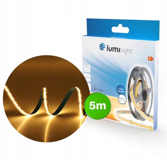 Pasek Taśma Led Cob Ciepła Barwa Neon 48W 12V Ip65 5M Ll6563 Lumilight ...