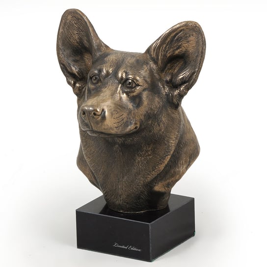 Pembroke Welsh Corgi - statuetka psa, popiersie na kamiennej podstawie ...