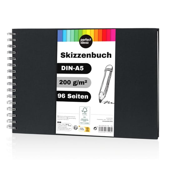 perfect ideaz szkicownik 96 stron (48 arkuszy) DIN-A5, profesjonalny ...