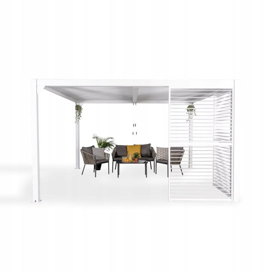Pergola tarasowa altana ogrodowa 4x4m biała aluminiowa zadaszenie ...