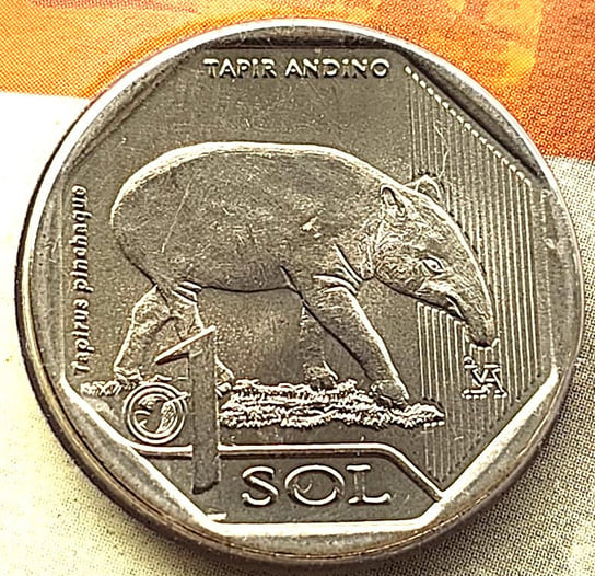 Peru 1 Sol 2018 Tapir andyjski (Tapirus pinchaque) moneta mennicza UNC ...