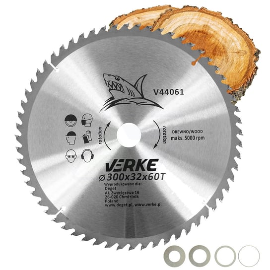 PIŁA TARCZA WIDIOWA DO CIĘCIA DREWNA 300x32 60 ZĘBÓW VERKE V44061 + REDUKCJE - Verke | Sklep ...