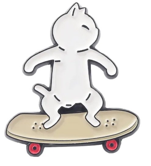 Pin przypinka metalowa kot kotek deskorolka skejt biały - DKM | Moda ...