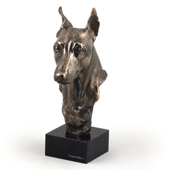 Pinczer miniaturowy - statuetka psa, popiersie na kamiennej podstawie ...