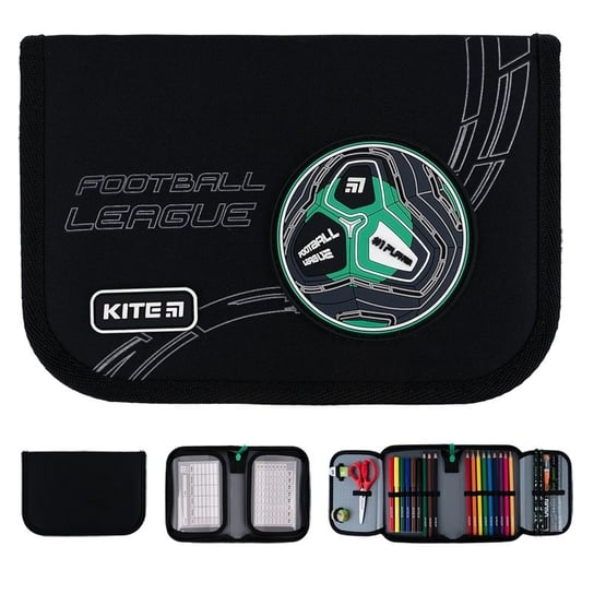 Piórnik dwuklapowy rozkładany z wyposażeniem dla chłopców Football Kite ...