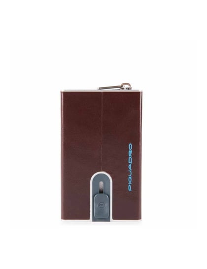 Piquadro, Blue Square, Leather Card Holder, Square Sliding System with ...