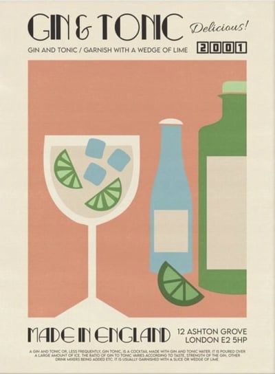 Plakat Gin tonic Vintage Retro Obraz 50x40 cm #8 - Atram | Sklep EMPIK.COM