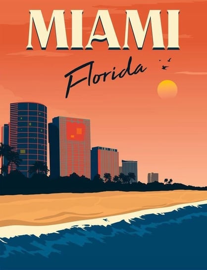 Plakat Miami Florida USA Vintage Retro 100x70 cm - Atram | Sklep EMPIK.COM