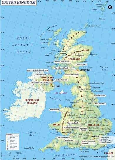 Plakat Podróżniczy Mapa Wielkiej Brytanii UK Anglia 90x60 #3 - Atram ...