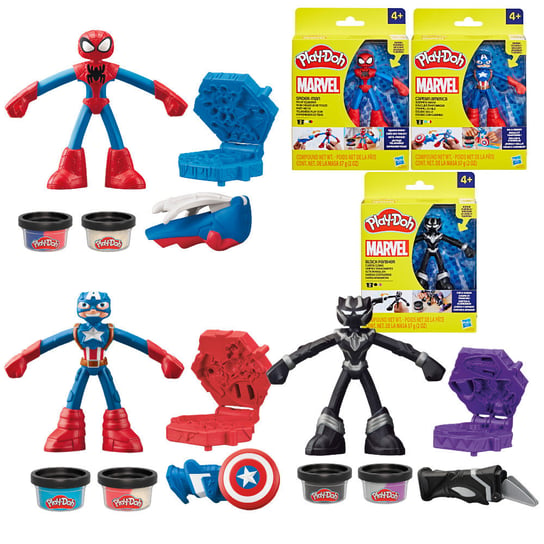 Play-Doh Marvel Ciastolina Zestaw 3 Figurek Kapitan Ameryka, Spider-man ...