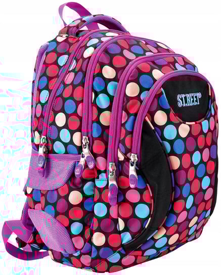 Plecak szkolny dla dziewczynki, kropki, fioletowy, St.Majewski - St ...