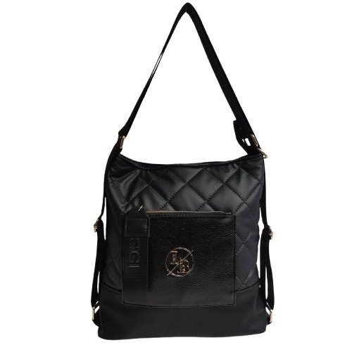 Plecak torebka Laura Biaggi Torba na ramię czarna pikowana - Laura Biaggi | Moda Sklep EMPIK.COM