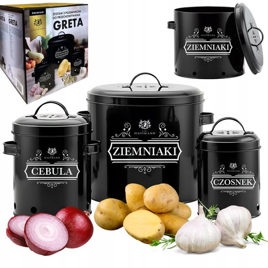 Pojemniki Na Żywność Czosnek Cebula Ziemniaki 3X Pojemnik Stalowy ...