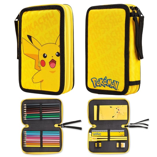 Pokémon Piórnik szkolny dla dzieci 2 przegródki i przybory szkolne ...