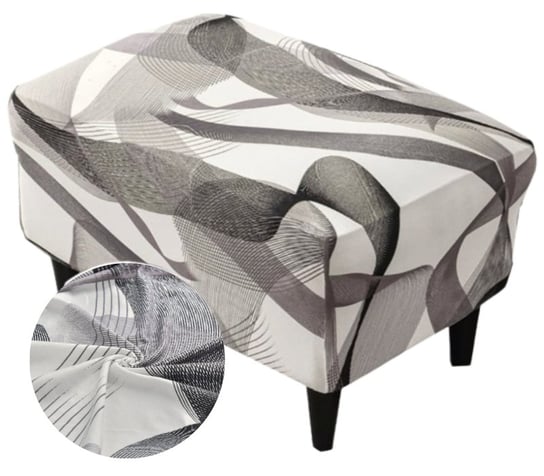 Pokrowiec Na Podnóżek Puf Elastyczny Gładki Grafika Print Faliste Linie ...