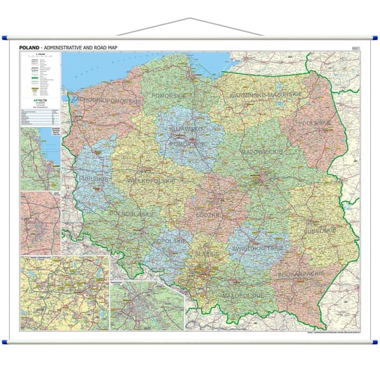 Polska. Mapa ścienna administracyjno-drogowa 1:700 000 wersja angielska ...
