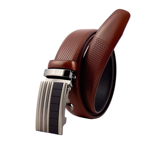 Polski Pasek ze Skóry Licowej STYLOWA CZARNO-SREBRNA KLAMRA PIKOWANY ...