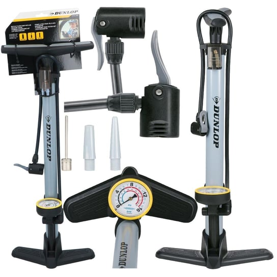 POMPKA WARSZTATOWO ROWEROWA DUNLOP 230Psi (16Bar) Z MANOMETREM SZARA ...