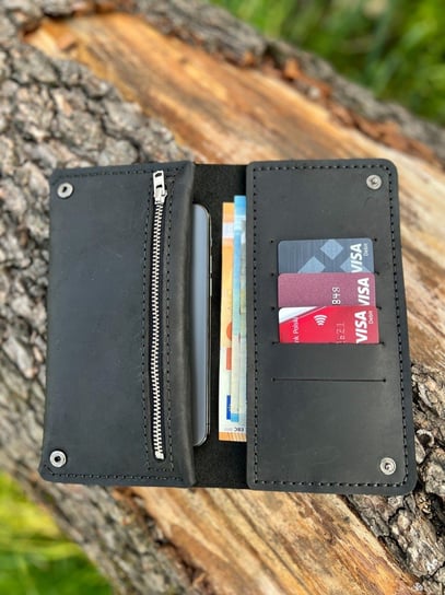 Portfel męski skórzany duży na karty na banknoty z miejscem na telefon ...