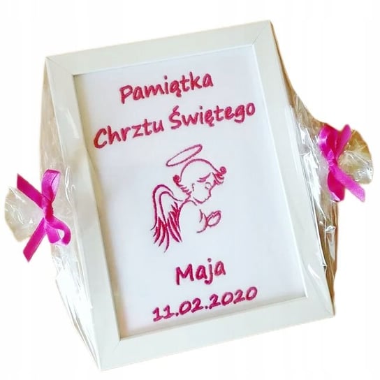 Prezent na chrzest od chrzestnej chrzestnego RAMKA obrazek z IMIENIEM ...