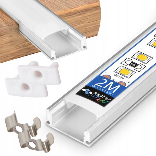 Profil LED aluminiowy nawierzchniowy DO TAŚMY LED Z KLOSZEM 2m ...