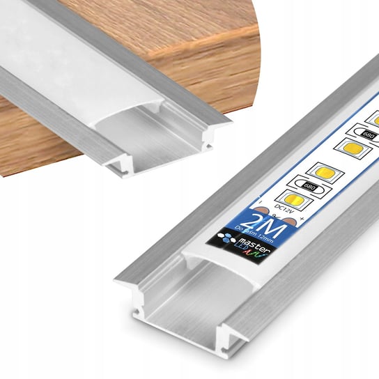 profil LED aluminiowy TAŚMY Z KLOSZEM 2m wpuszczany anodowany + klosz ...