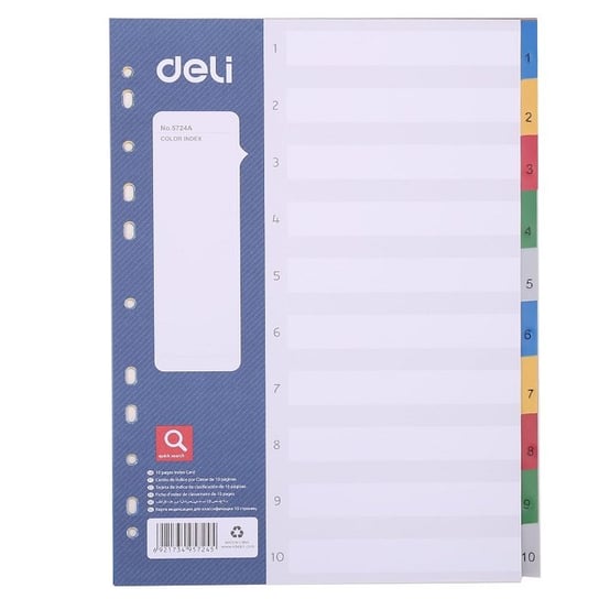 Przekładka DELI A4 pionowa numerowana 10 kart do segregatora wielokolorowa - DELI | Sklep EMPIK.COM