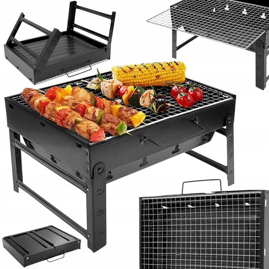 PRZENOŚNY GRILL WĘGLOWY TURYSTYCZNY SKŁADANY WALIZKA PLENER BIWAK 42 ...