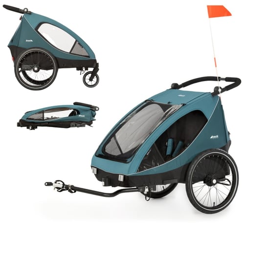 Przyczepka Rowerowa Dwuosobowa Solidna Hauck Dryk Duo Wózek Ocean Green ...