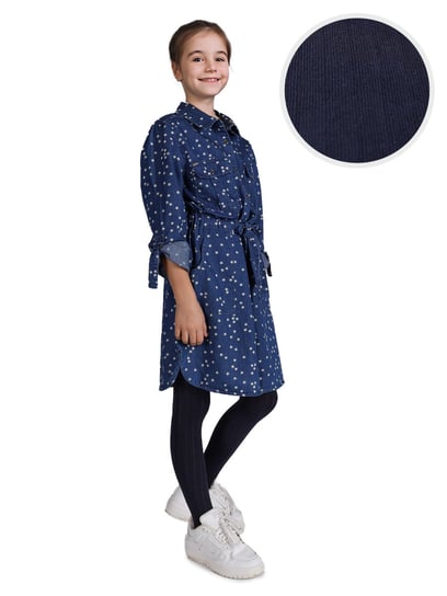 Rajstopy bawełniane dziewczęce dziecięce w prążek granatowe 128-134 ...