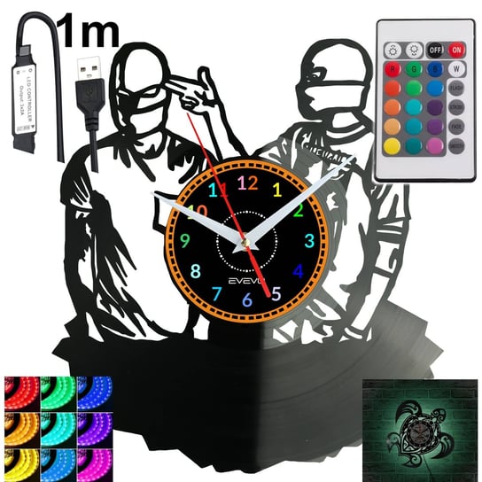 Rap Zespół Zegar Ścienny Podświetlany LED RGB Na Pilota Płyta Winylowa ...