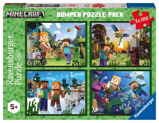 Ravensburger, Puzzle 2D, Minecraft, 4x100 el. - Ravensburger | Sklep ...