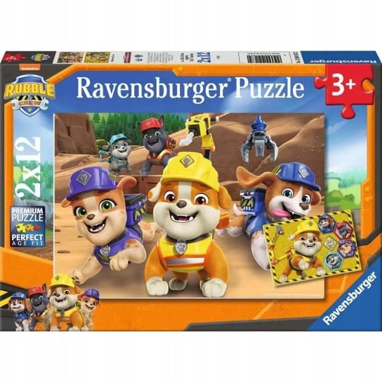 Ravensburger Puzzle 2D Psi Patrol Rubble & Crew Zestaw 2X12 Elementów 3 ...