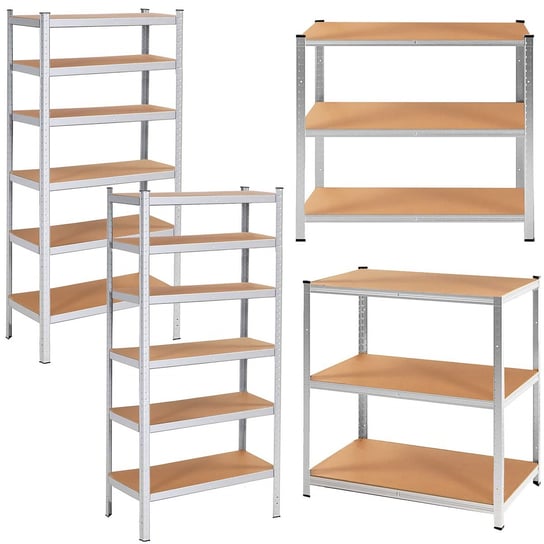 Regały Metalowe Magazynowe 2 Szt. Z 225X110X50 Cm 900 Kg 6 Półek Do ...